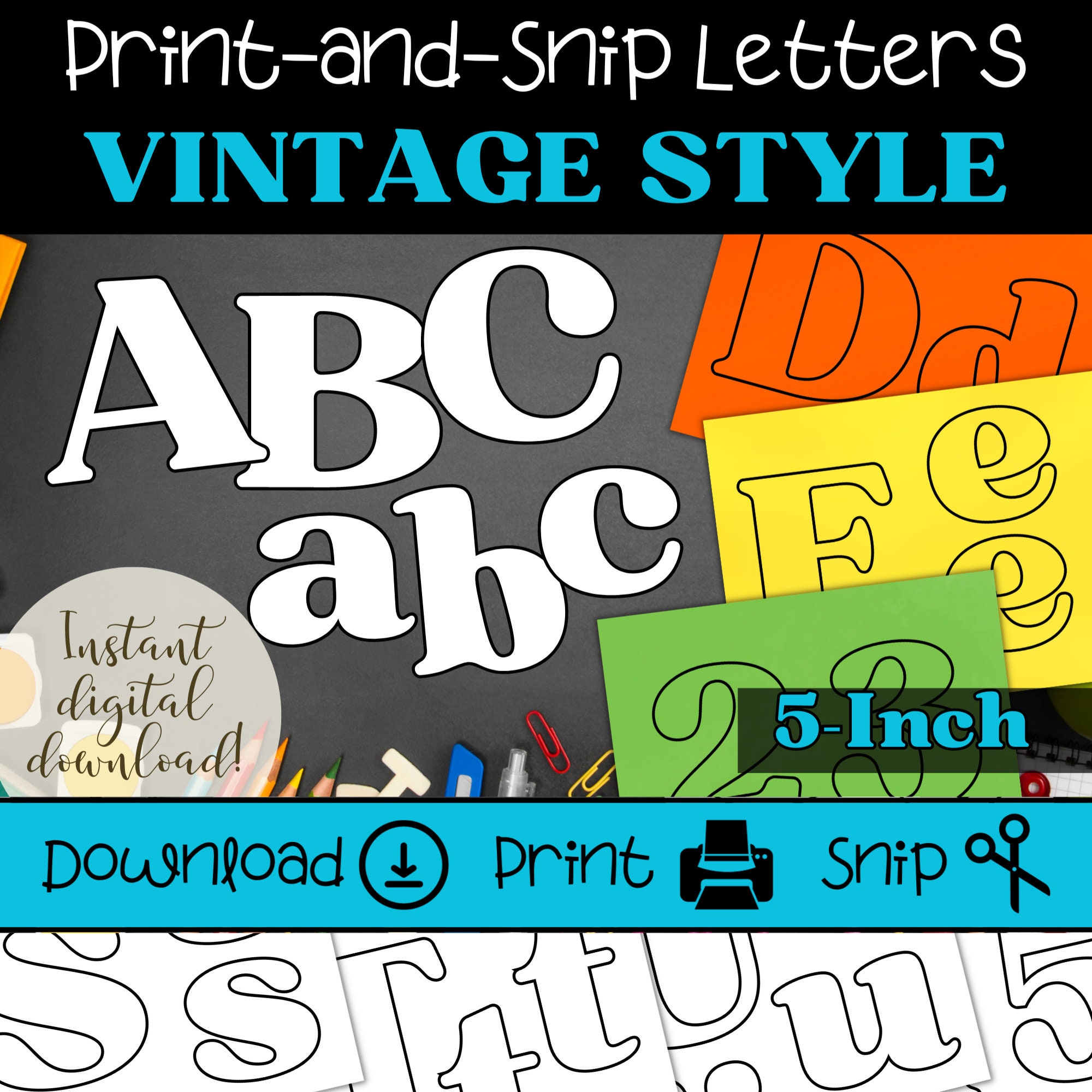 Vintage Style Bulletin Board Letters Printable Letter Set - Etsy
