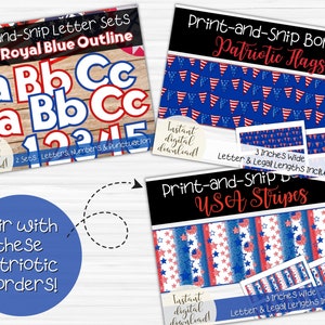 Red & Royal Blue Thick Outlined Bulletin Board Letter Sets | Printable ...