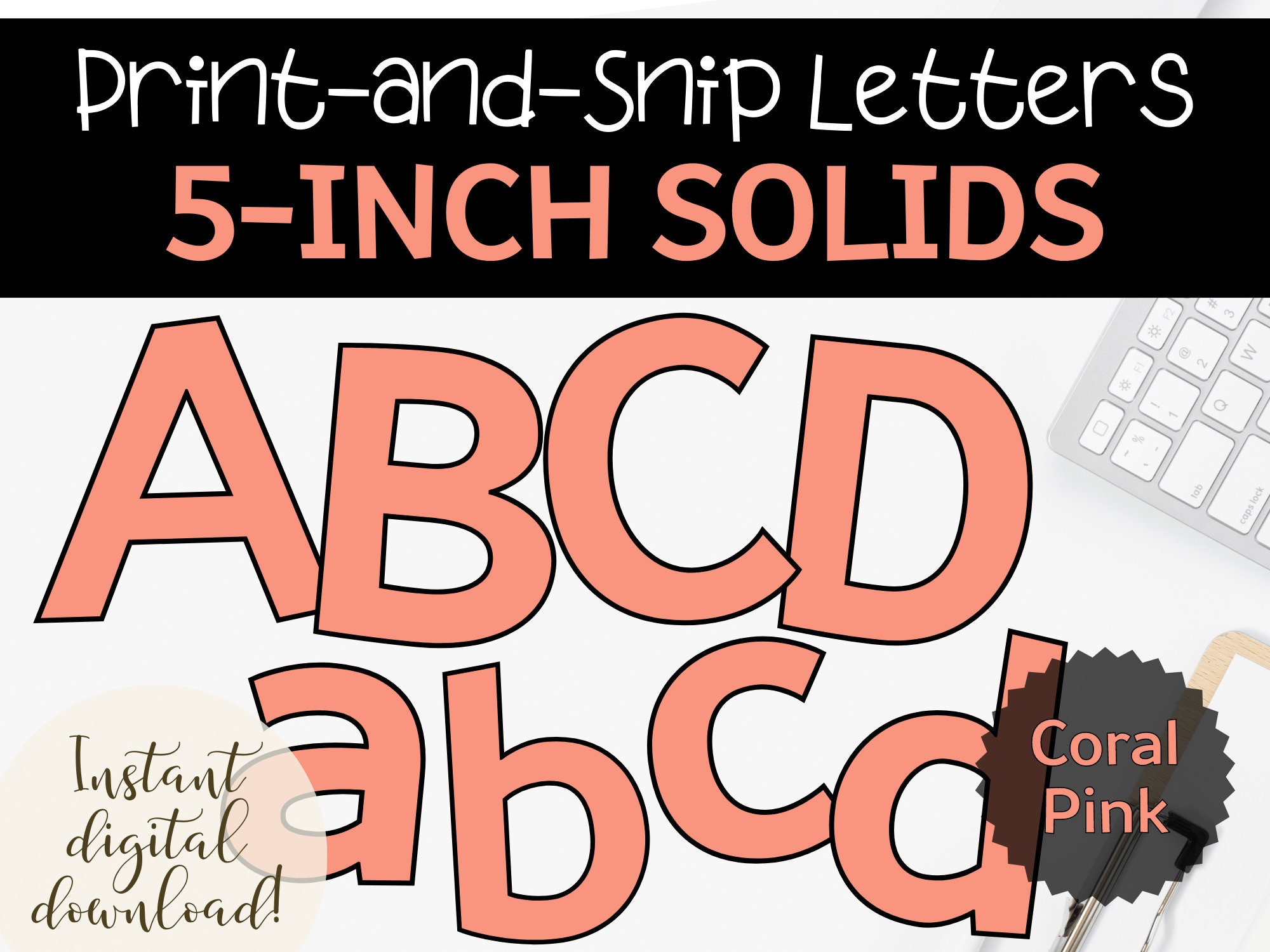 Coral Pink Bulletin Board Letters Printable Letter Set - Etsy