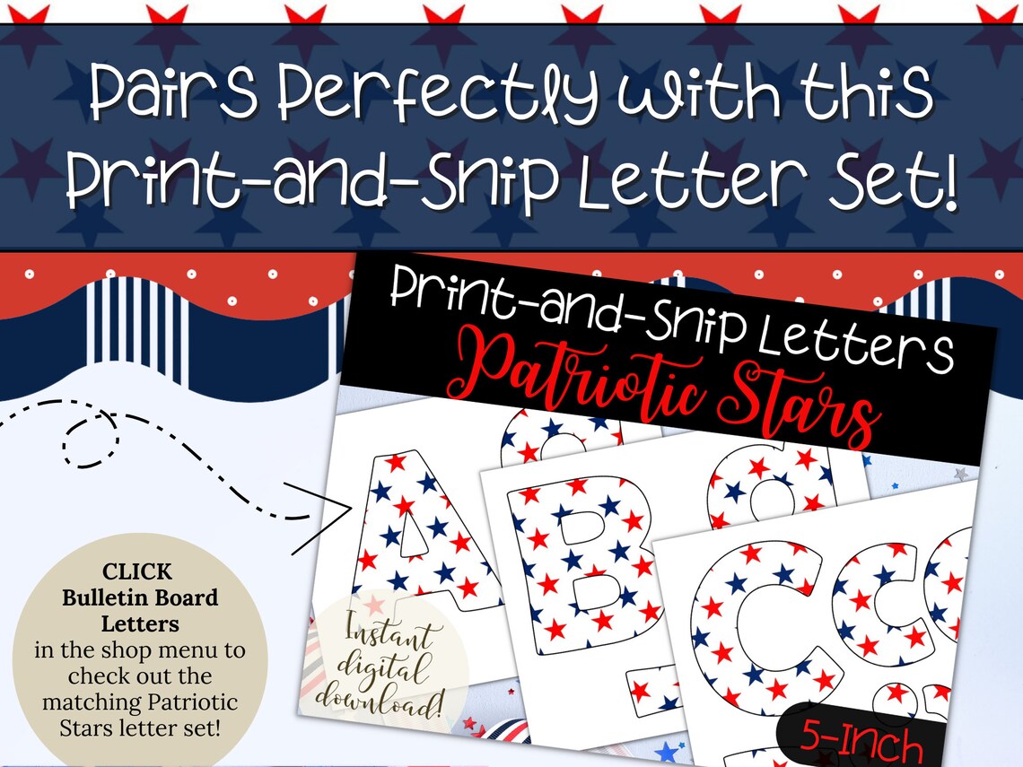 Patriotic Stars Printable Border for Bulletin Boards Trim for - Etsy