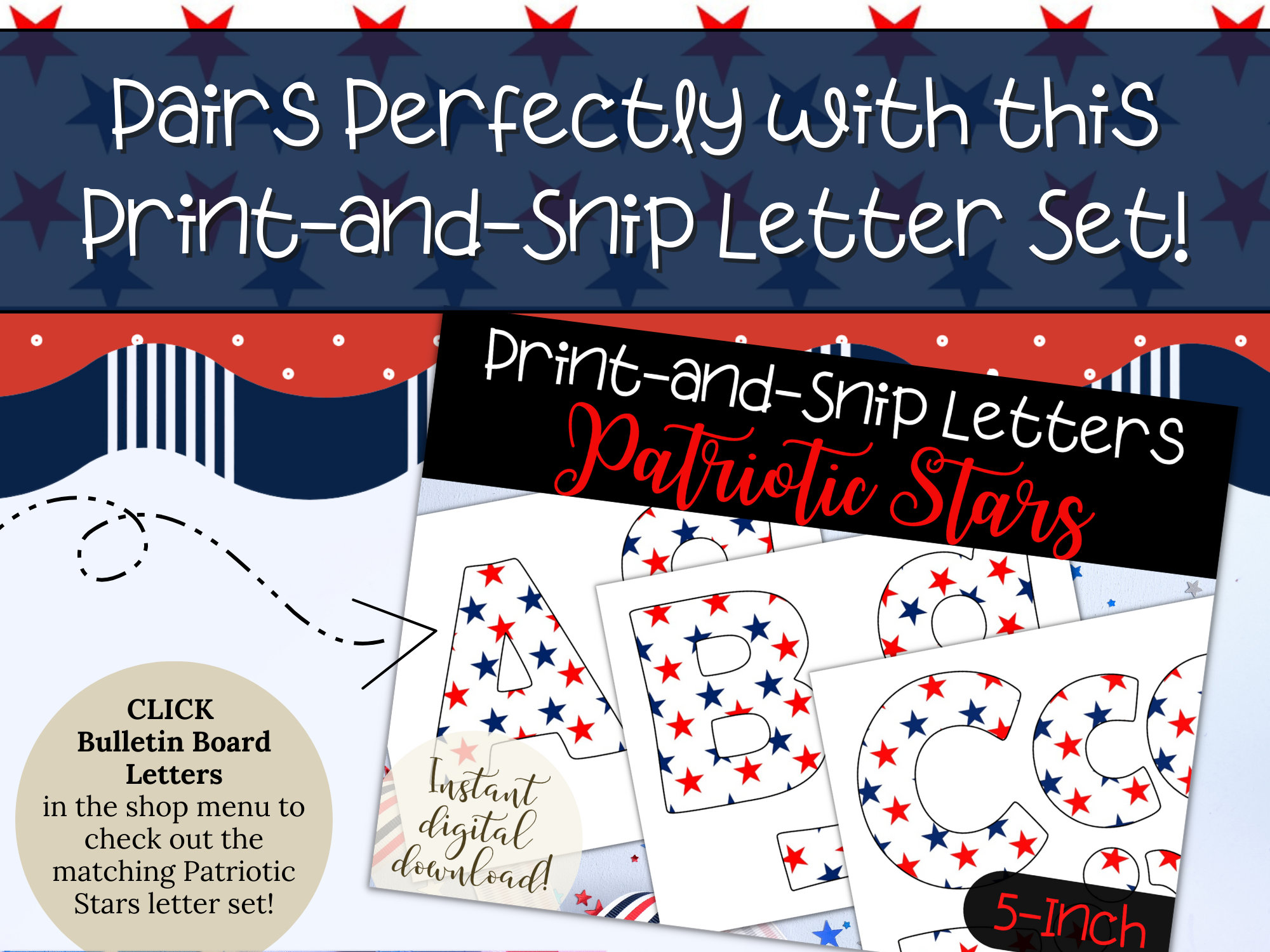 Patriotic Stars Printable Border for Bulletin Boards Trim for - Etsy