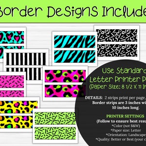 Bulletin Board Borders | Neon Retro Theme Classroom | Printable Border ...