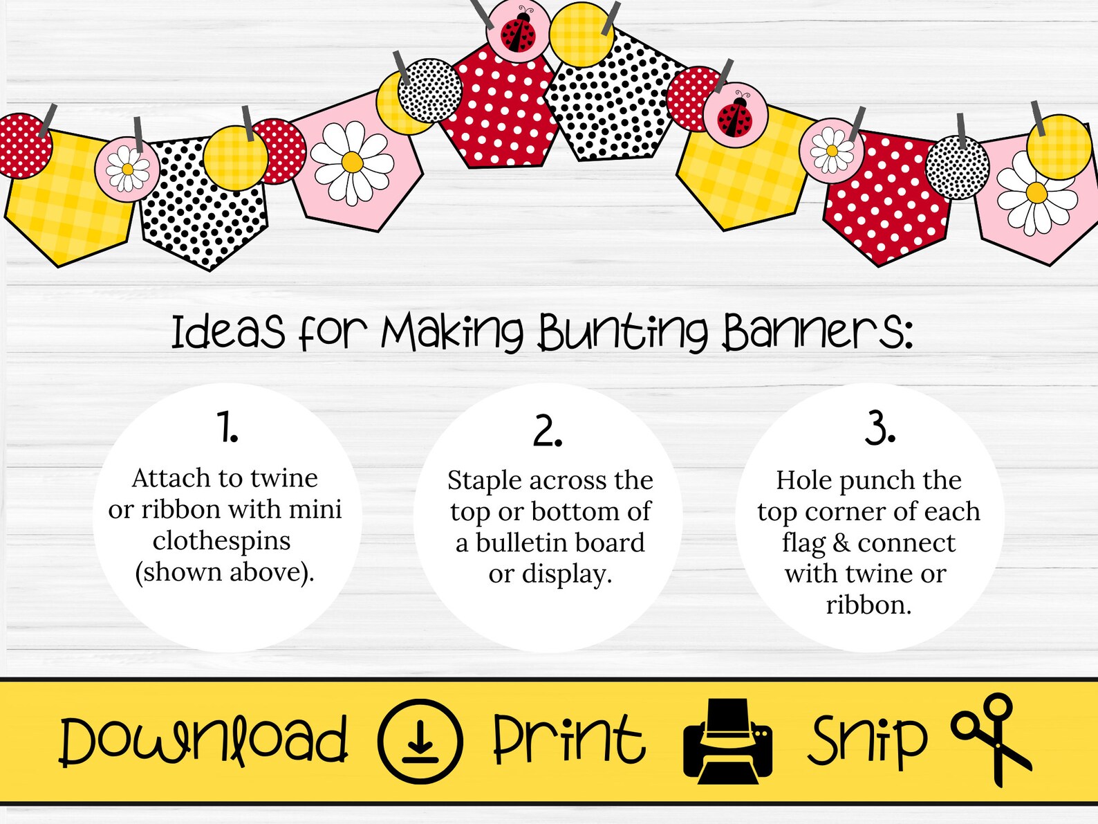 Printable Bulletin Board Set, Ladybug & Daisy Theme, Decorative Kit for ...