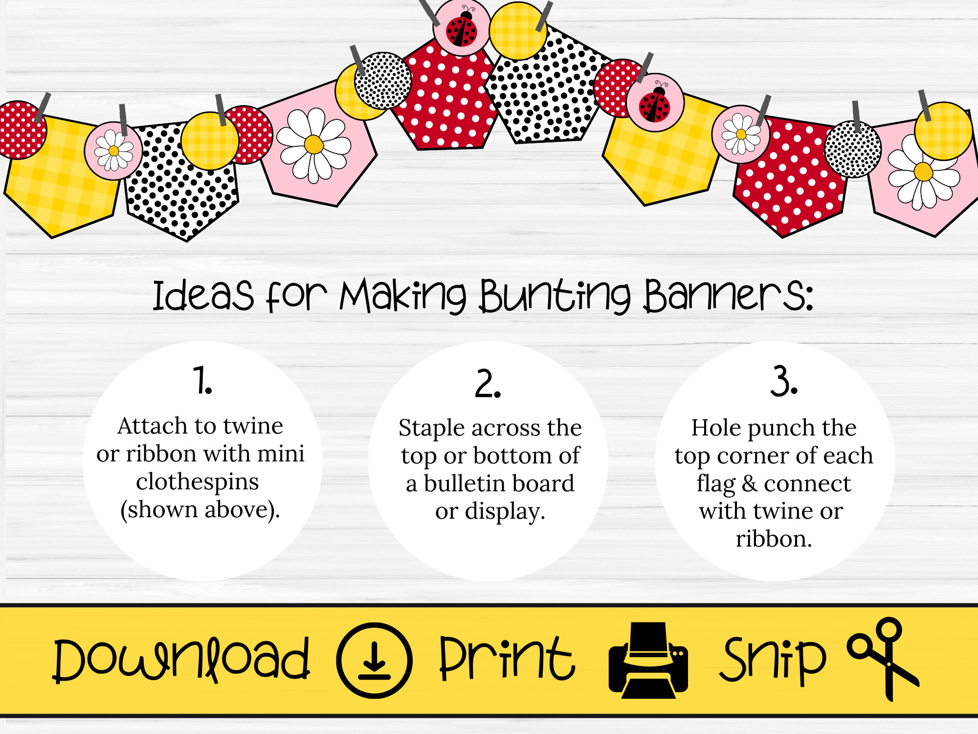 Printable Bulletin Board Set, Ladybug & Daisy Theme, Decorative Kit for ...