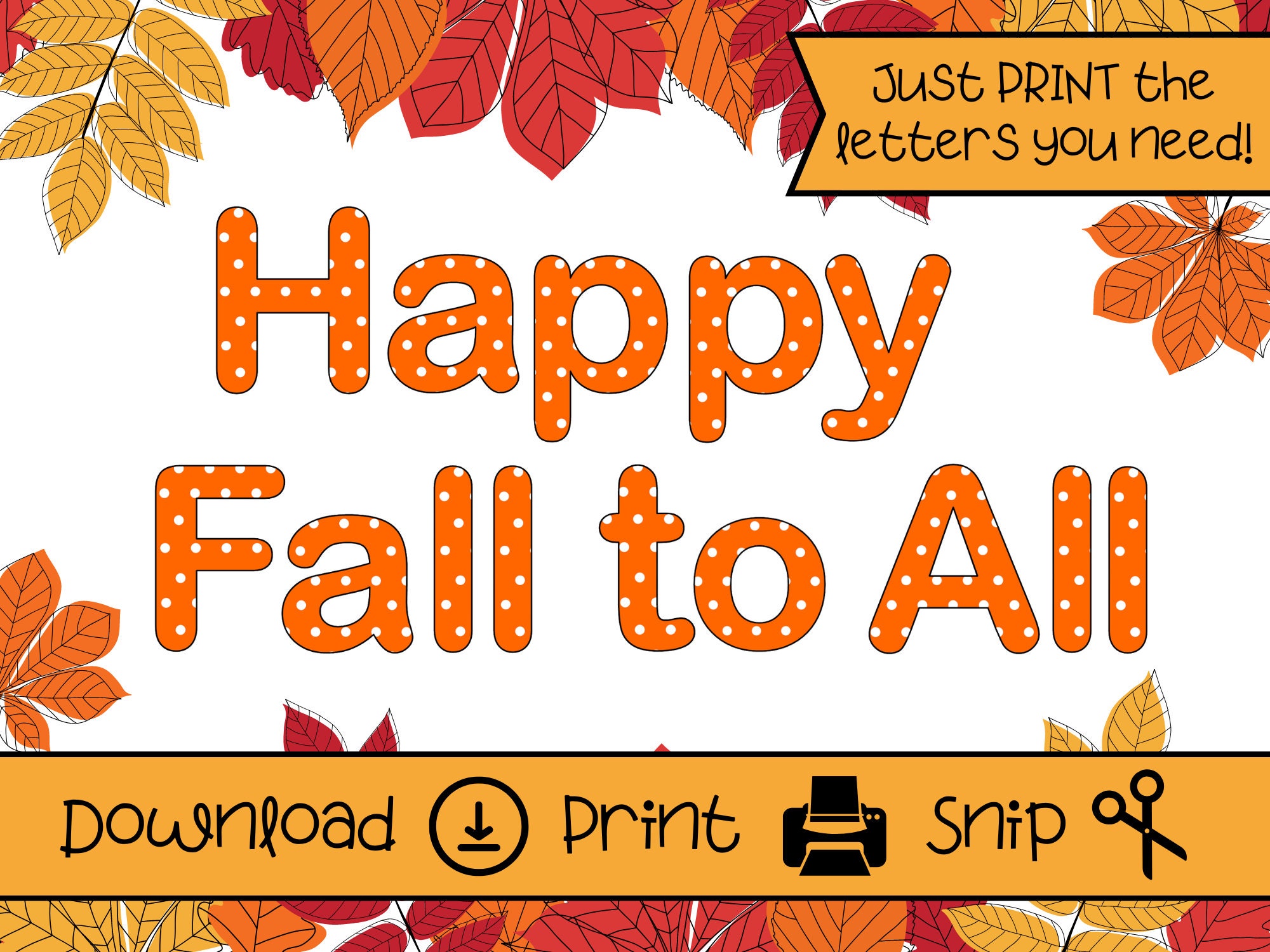 Printable Orange and White Polka Dot Bulletin Board Letter Set - Etsy