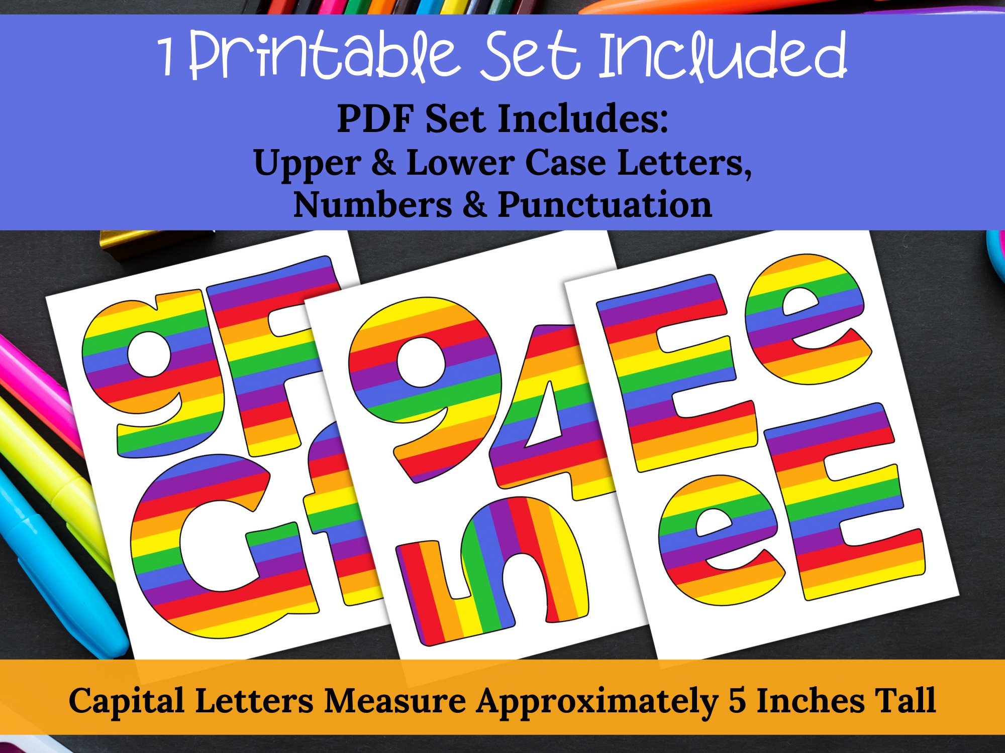Rainbow Bulletin Board Letters: Printable Teacher Set (digital Download ...