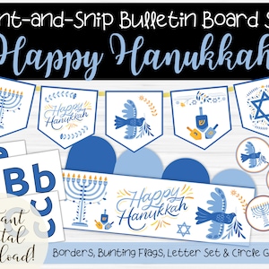 Hanukkah Bulletin Board Theme Set | Printable Happy Hanukkah Borders ...
