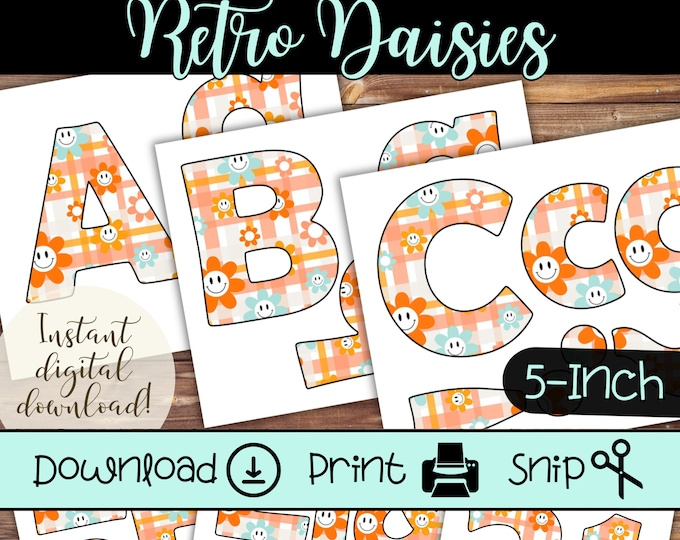 Boho Retro Bulletin Board Letters | Daisy Letters - Etsy Canada
