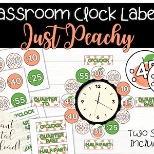 Clock Labels for Elementary Classroom | Peach Theme | Learning to Tell ...