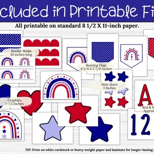Patriotic Bulletin Board Kit, Printable Red, White & Blue Classroom ...