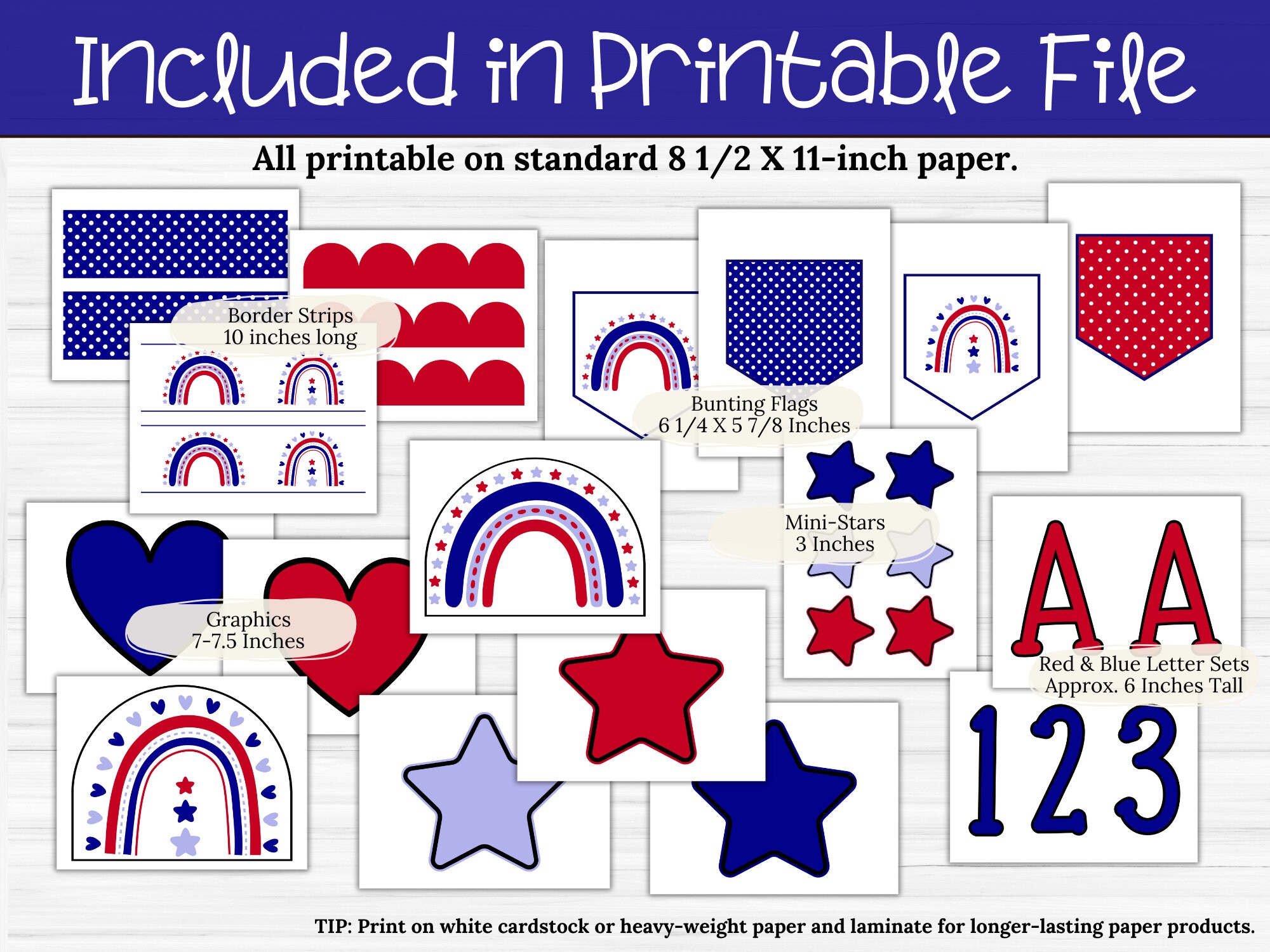 Patriotic Bulletin Board Kit, Printable Red, White & Blue Classroom ...