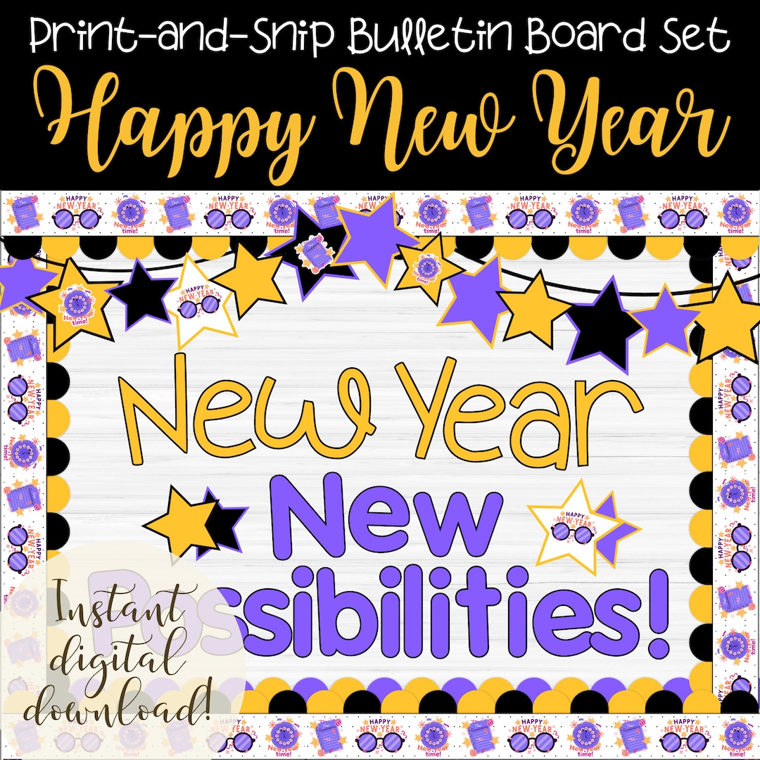 Happy New Year Bulletin Board Theme Set | Printable Bulletin Board ...