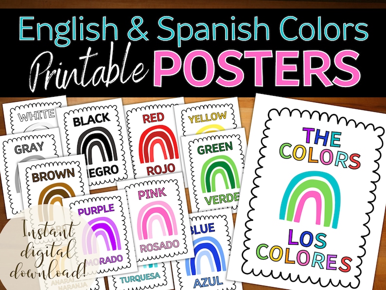 Carteles Imprimibles de Colores en Español e Inglés para Aula, Láminas ...