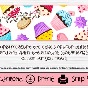Valentine Cupcakes Printable Pink Bulletin Board Letters and Border ...