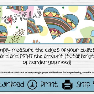 Boho Hearts Bulletin Board Set: Slate Blue Letters (digital Download ...