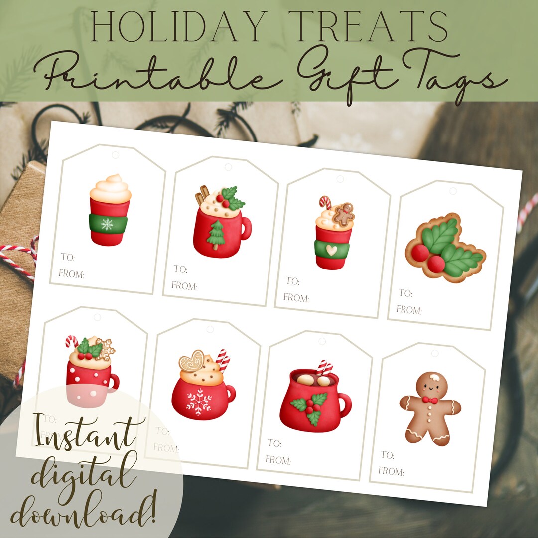 Holiday Treats Gift Tags: Printable Christmas Present Labels (PDF) - Etsy