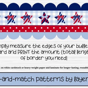 Patriotic Bulletin Board Borders Red, White & Blue Bows Printable ...