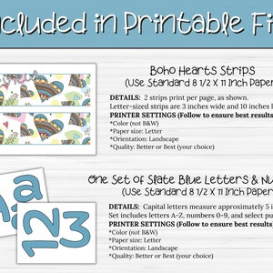 Printable Bulletin Board Border and Letter Set in Boho Hearts Pattern ...