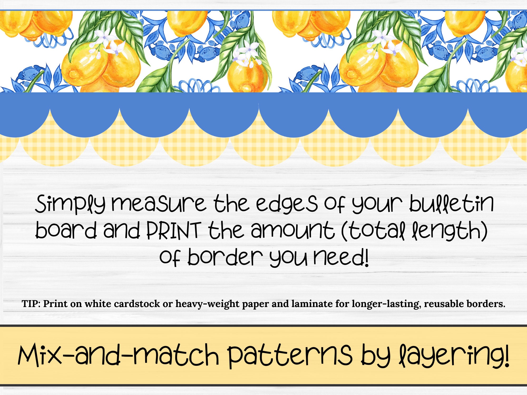 Lemon Classroom Borders: Italian Blue & Yellow Printable Strips (PDF ...