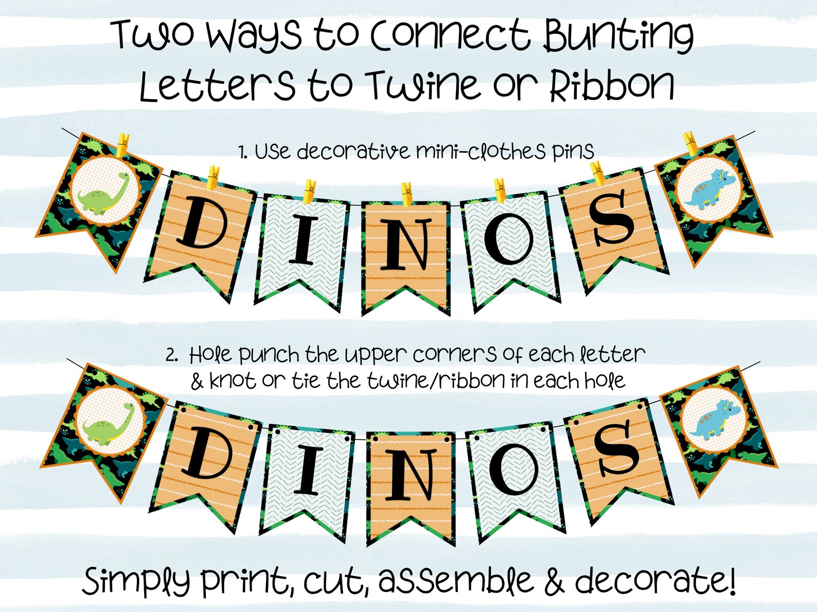 Printable Dinosaur Themed Bunting Banner Letters DIY Birthday | Etsy