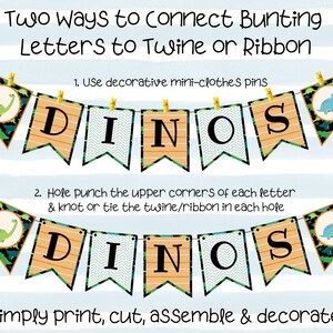 Printable Dinosaur Themed Bunting Banner Letters DIY Birthday | Etsy