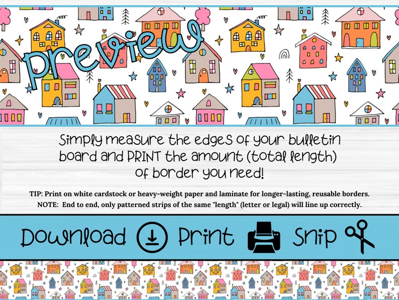 Printable Bulletin Board Border, Tiny House Theme, Whimsical Classroom ...