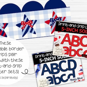 Patriotic Bulletin Board Borders Red, White & Blue Bows Printable ...