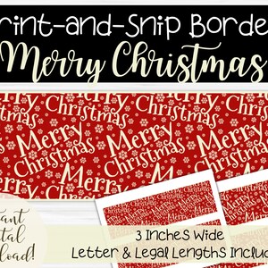 Merry Christmas Bulletin Board Border | Printable Holiday Border Strips ...