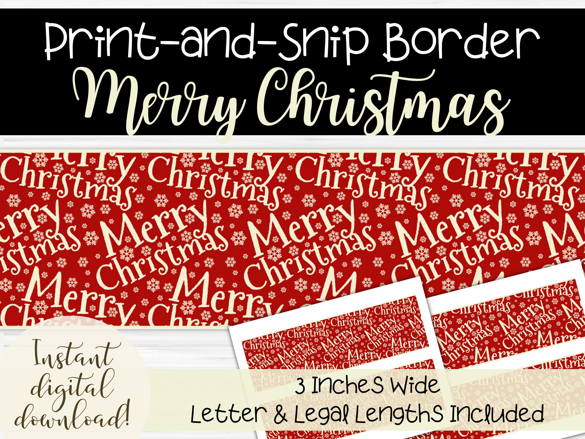 Merry Christmas Bulletin Board Border Printable Holiday - Etsy