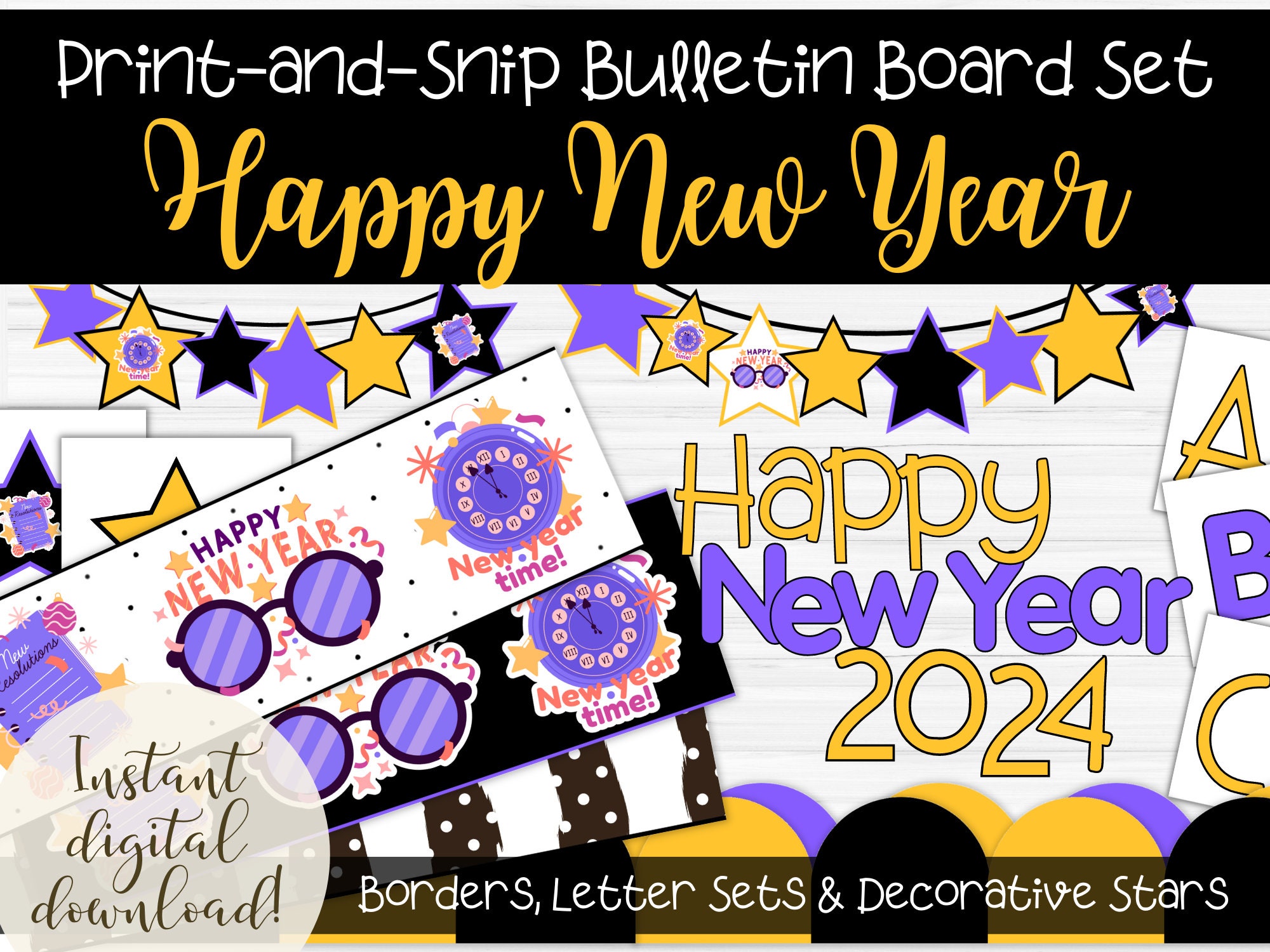 Happy New Year Bulletin Board Theme Set Printable Bulletin - Etsy