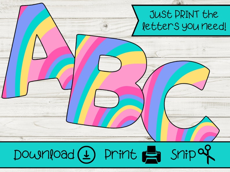 Rainbow Bulletin Board Letters Printable Letter Set for Teachers Party ...
