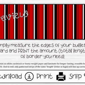 Bulletin Board Border Strips | Red, Black & White Striped Trim ...