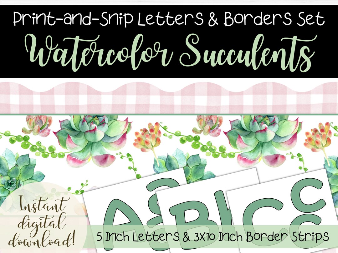 Classroom Bulletin Board Borders and Letters Watercolor - Etsy