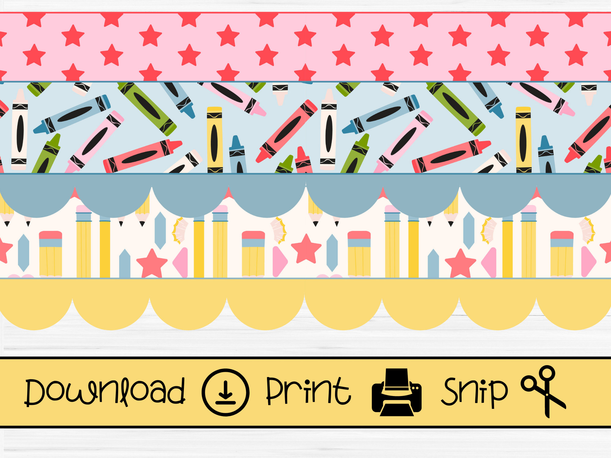 Back to School Bulletin Board Border Strips Printable Classroom Trim ...
