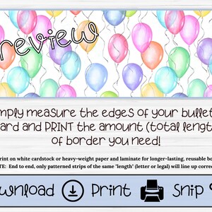 Bulletin Board Border Strips | Birthday Balloons Theme | Printable ...