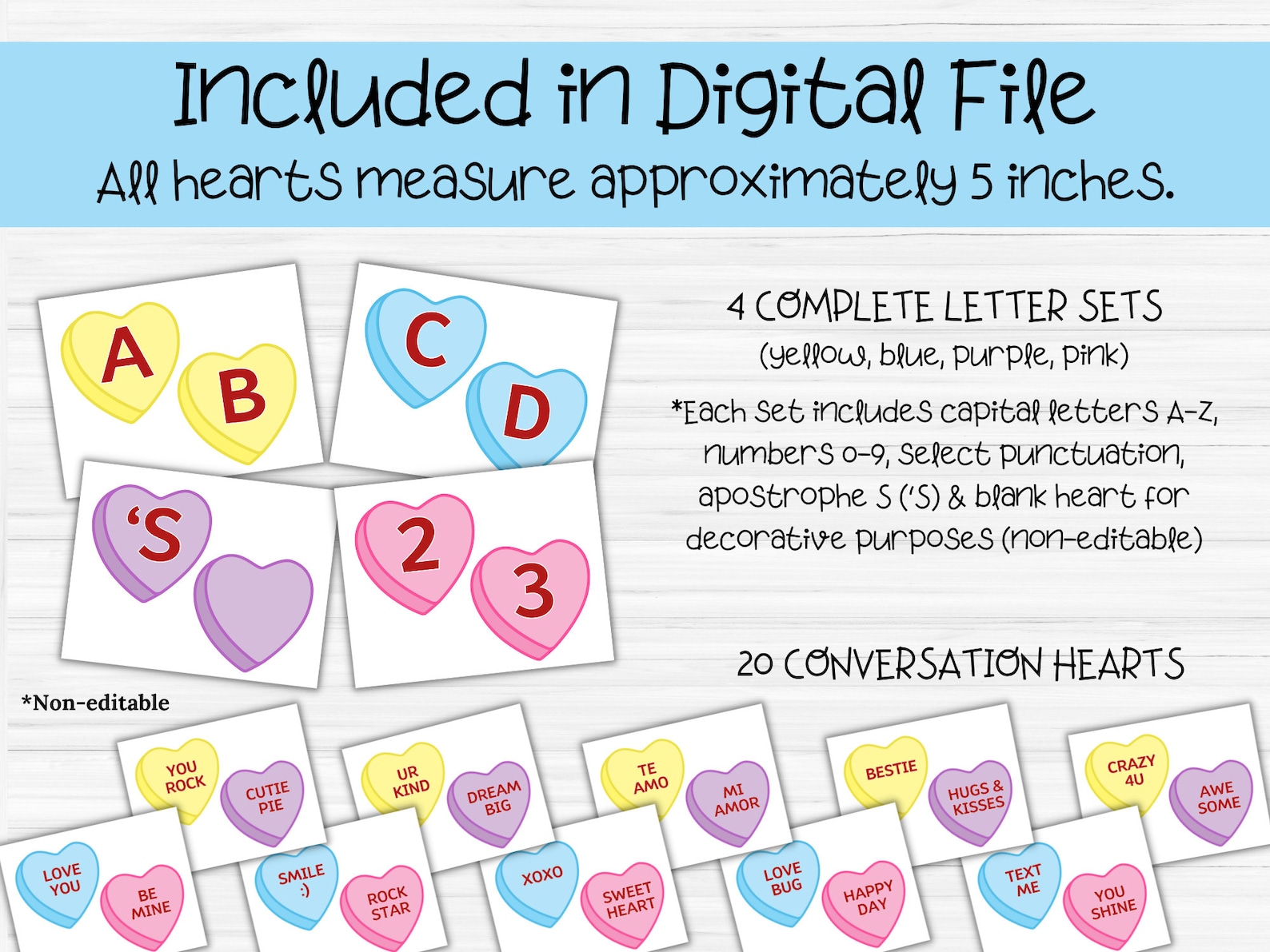 Valentine's Day Conversation Heart Letters Printable Conversation Candy ...