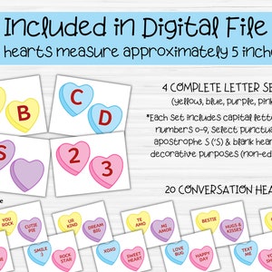 Valentine's Day Conversation Heart Letters: Printable Candy Theme ...