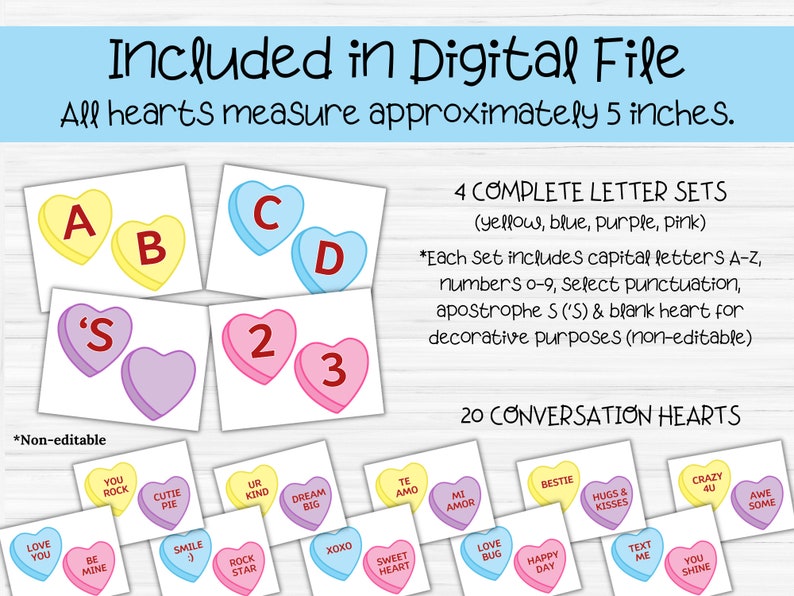 Valentine's Day Conversation Heart Letters Printable Conversation Candy ...