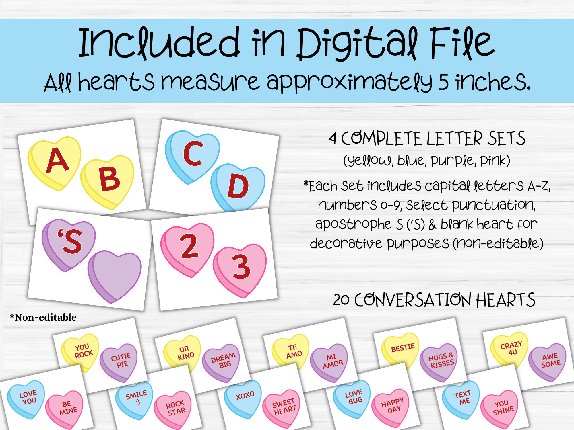 Valentine's Day Conversation Heart Letters Printable Conversation Candy ...