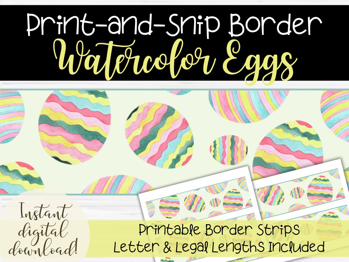 Watercolor Easter Egg Bulletin Board Border, Pastel Spring Classroom ...