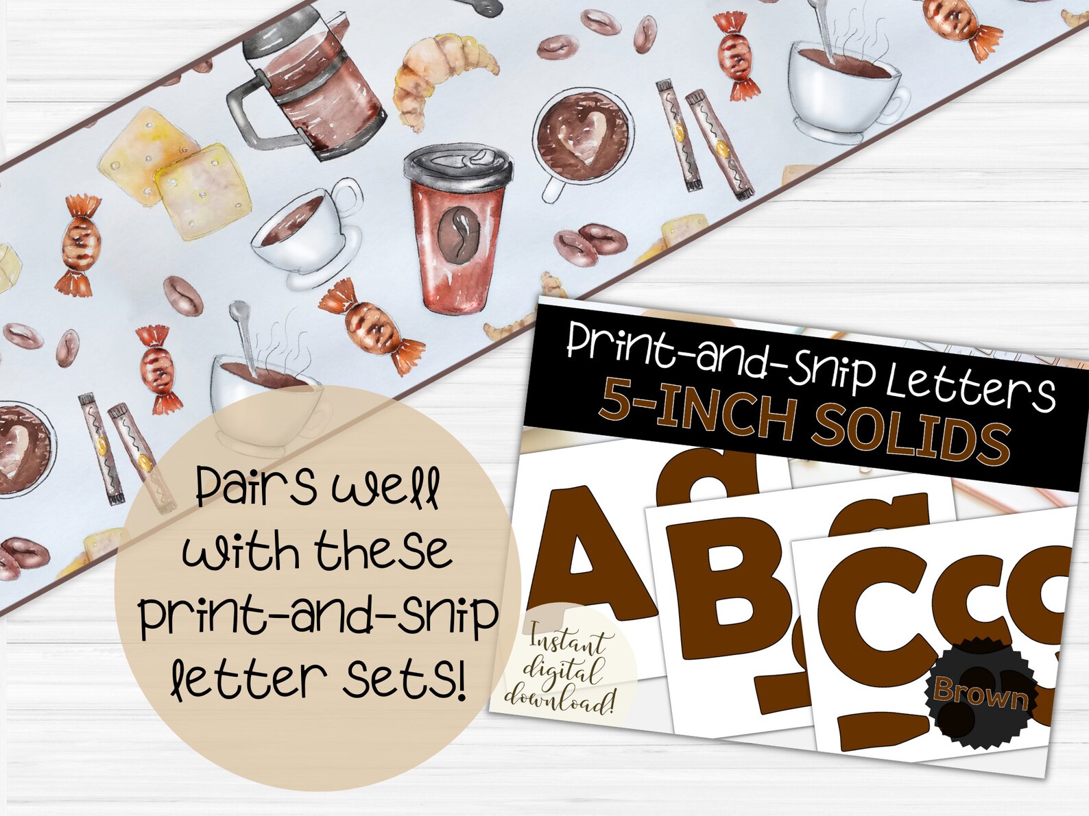 Coffee & Croissants Bulletin Board Border for Teachers Printable Coffee ...