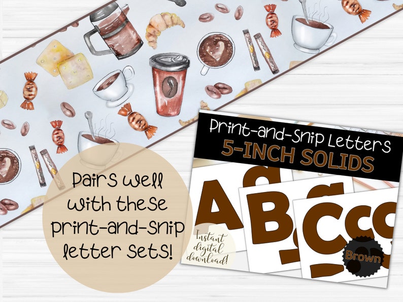 Coffee & Croissants Bulletin Board Border for Teachers Printable Coffee ...