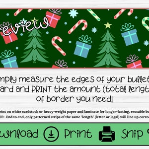 Christmas Bulletin Board Border Printable Holiday Border Strips for ...