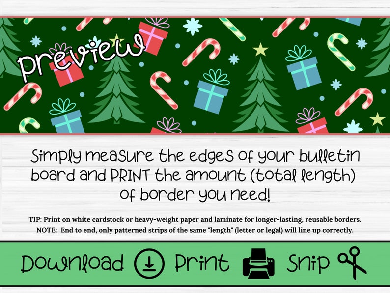 Christmas Bulletin Board Border: Trees & Candy Canes (digital Download ...