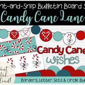 Candy Cane Christmas Bulletin Board Set: Printable Borders & Letters ...