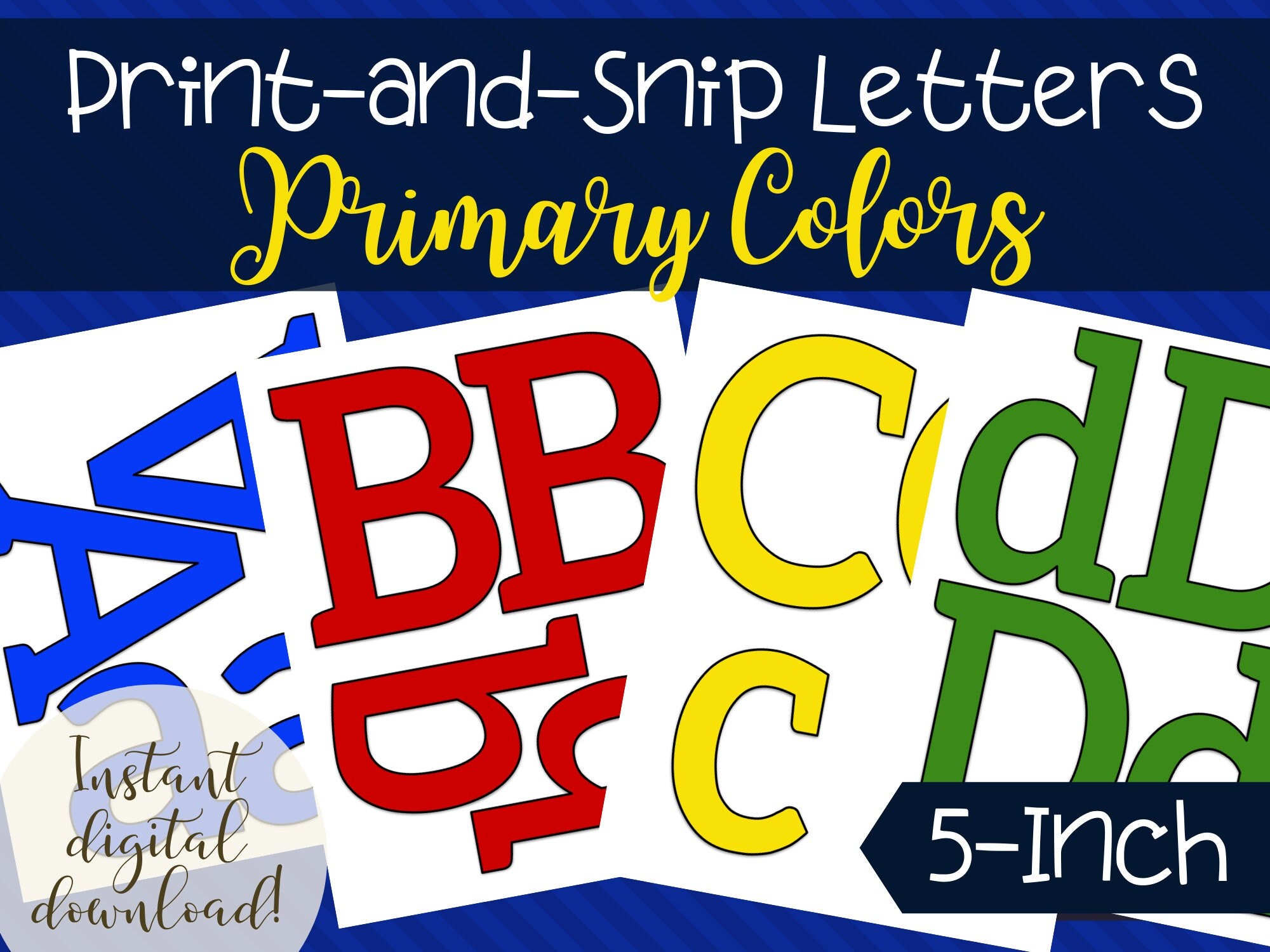 Printable Primary Color Bulletin Board Letters 4 Sets - Etsy
