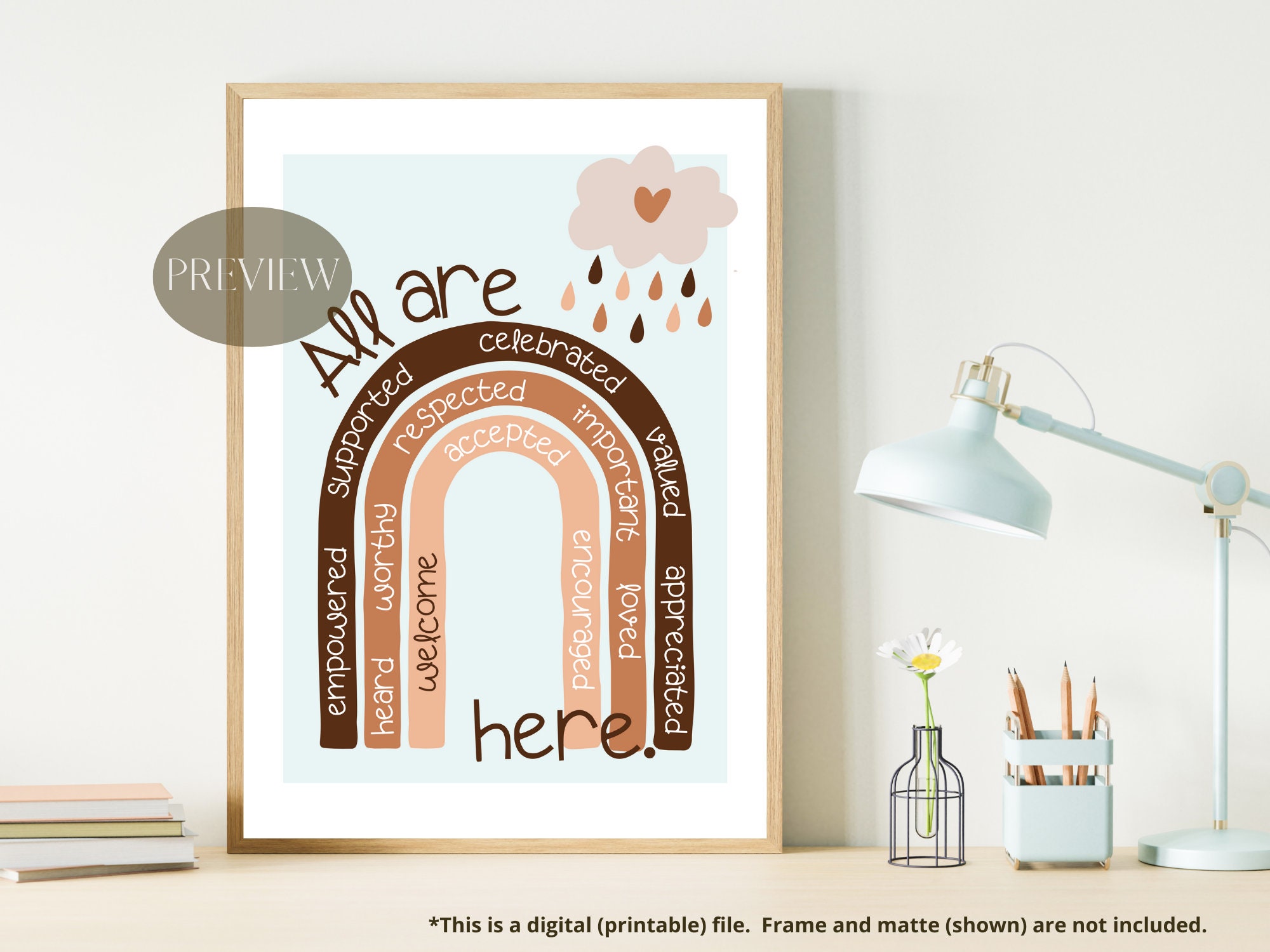 Inclusion and Cultural Diversity Boho Rainbow Digital Print, Printable ...