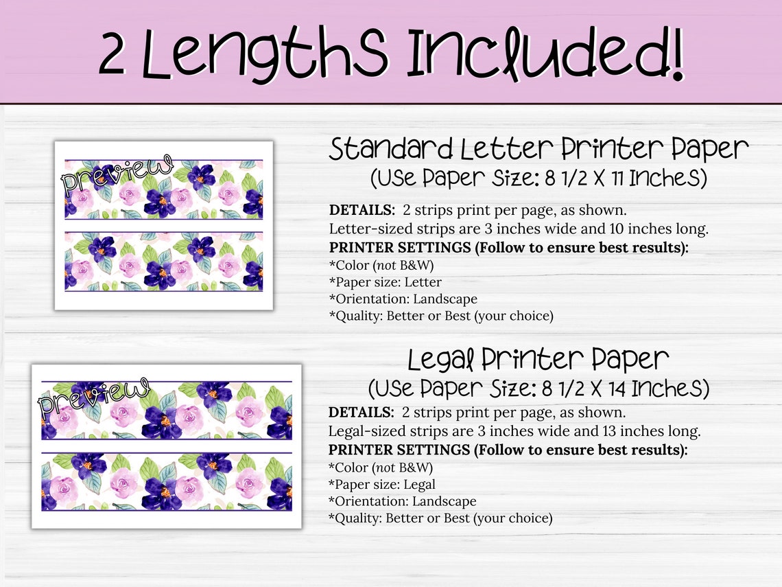 Purple Violet Floral Bulletin Board Border: Classroom Decor (digital ...