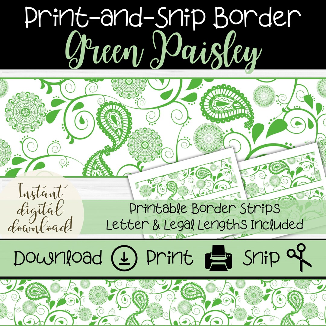 Bulletin Board Border Strips, Spring Classroom, Green Paisley Trim ...