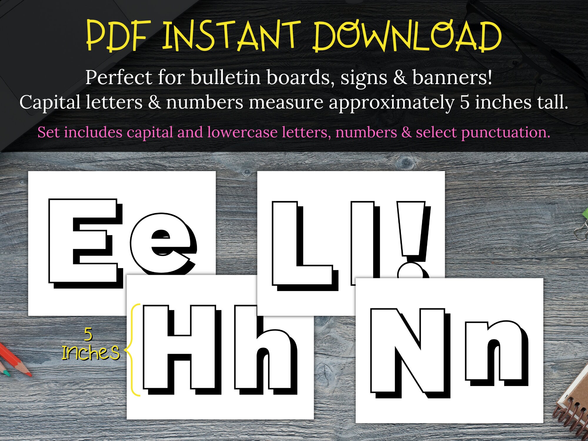 Bulletin Board Block Letters Printable 3D Shadow Letters & - Etsy